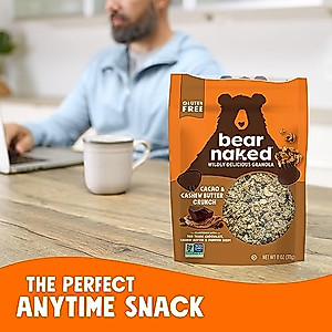 Bear Naked Granola Cereal, Whole Grain Granola, Breakfast Snacks, Cacao and Cashew Butter Crunch (3 Bags)