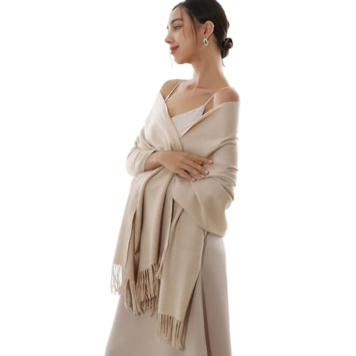 RIIQIICHY Winter Scarf for Women Beige Pashmina Shawls Wraps for Evening Dresses Large Warm Soft Scarves