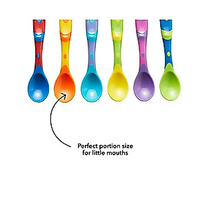 Nuby 6 Piece Long Handle Weaning Spoons, Assorted, One Size