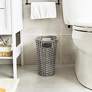 GRANNY SAYS Wicker Trash Can, Bathroom Trash Can, Wicker Waste Basket for Bathroom, Office Trash Can, Trash Bin for Bedroom, Wastebasket with Handles, 19 Liters/5 Gallons