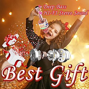 Bluetooth Karaoke Microphone Wireless Microphone for Kids Aldult with LED Lights,3in1 Portable Handheld Karaoke Mic Speaker Machine Birthday Home Party