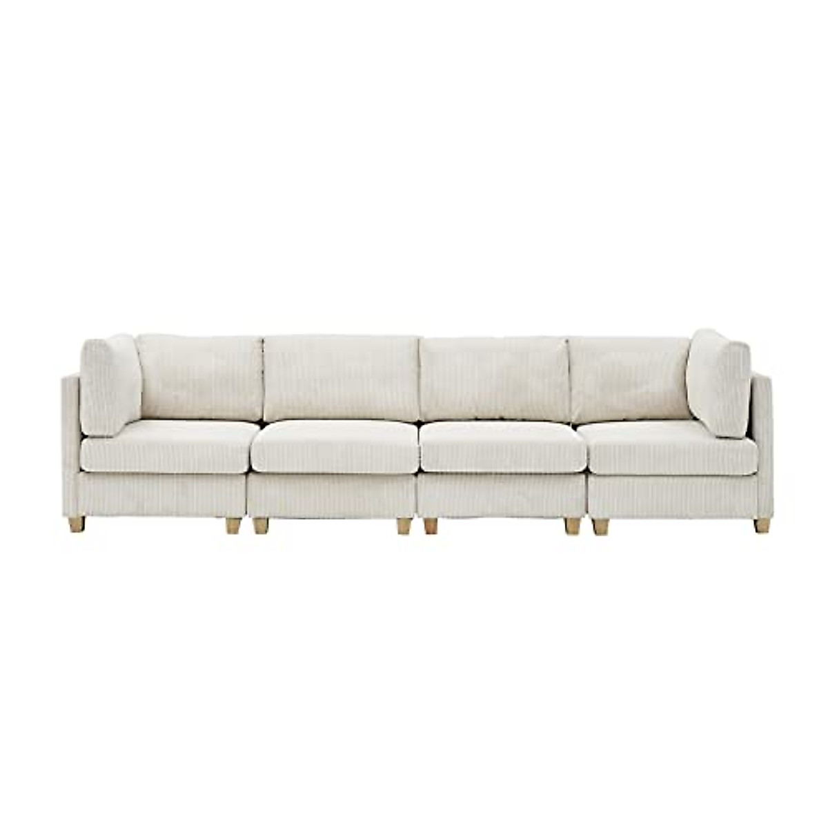 Modern Convertible L Shaped Couch, Soft Corduroy Fabric Multi-Combination Living Room Sectional Couch (Beige) (MFW1281-5)