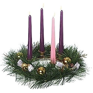 3 Purple and 1 Pink Advent Taper 10 Inch Candles Set of 4 in Giftbox