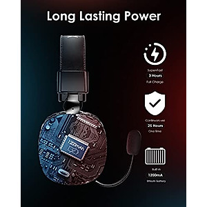 EasySMX Wireless Gaming Headset with Detachable Noise Cancelling Microphone, 2.4G Bluetooth & 3.5mm Wired Jack 3 Modes RGB Wireless Gaming Headphones for PS5/PS4/PC, Mac, Switch, Phone