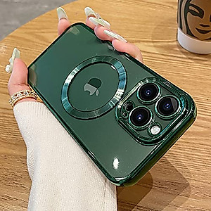 Spevert Magnetic Clear Case for iPhone 14 Pro with Camera Lens Protector Full Protection Case Compatible with MagSafe Elegant Anti-Scratch Case Cover 6.1 Inch - Gold (Gold)