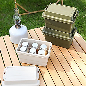 Almencla Stackable Outdoor Storage Box Hiking Waterproof Basket Picnic Camping Car Trunk Organizer for Traveling, Backpacking, Fishing, BBQ, Barbecue, Green, Medium