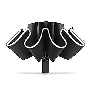 Cloudia Windproof Umbrella Travel Umbrella Easy Compact Folding Reverse Umbrella (Black)