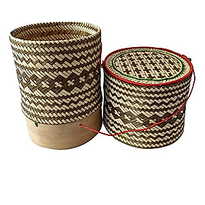 Heavens Tvcz Bamboo Serving Baskets Sticky Rice Handmade Kratip Thai Laos Traditional Wickerwork Based Travel Picnic Keep Sticky Rice Warm