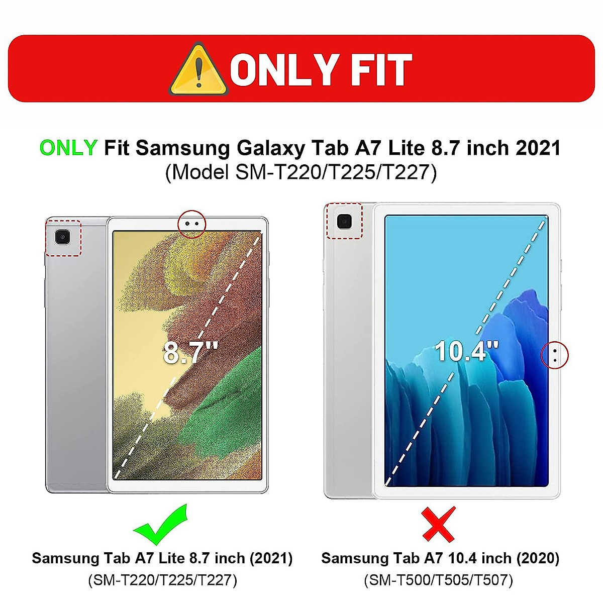 POIUYTREW Case for Samsung Galaxy Tab A7 Lite 8.7 Inch 2021 Model (SM-T220/T225/T227), PU Leather Folio Case Smart Cover with Stand & Auto Wake Sleep, Cat and Daisy Flower