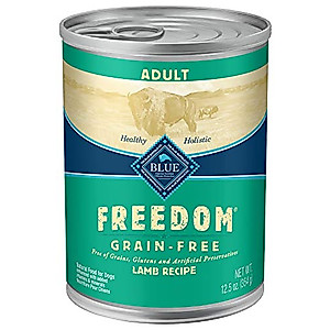 Blue Buffalo Freedom Grain Free Natural Adult Wet Dog Food, Lamb 12.5oz cans (Pack of 12)