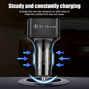 Car Charger Adapter, 6 Ports USB QC3.0 Fast Phone Charger, 32V Upgraded Quick Charging Adapter Compatible with iPhone 13/13 Pro Max/12/XS/XR, Samsung Galaxy (Black/1PCS)