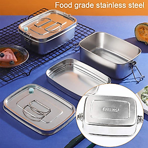 TargetEvo Stainless Steel Bento Lunch Box 1500ml, Leakproof Metal Food Container for Kids and Adults, With Removable Dividers, Dishwasher Safe