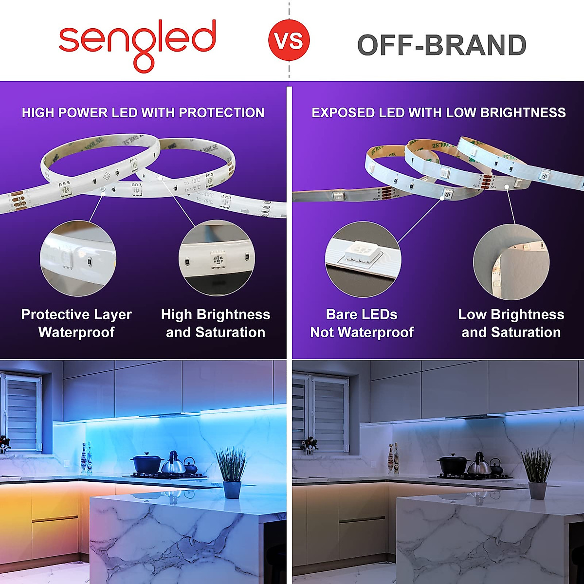 Sengled Smart LED Strip Lights, 16.4ft Wi-Fi LED Lights Work with Alexa and Google Home, 16 Million Colors, RGB, Music Sync, Adjustable Length, 25,000 Hours Life, Multi-Mode Support for Game, Movie