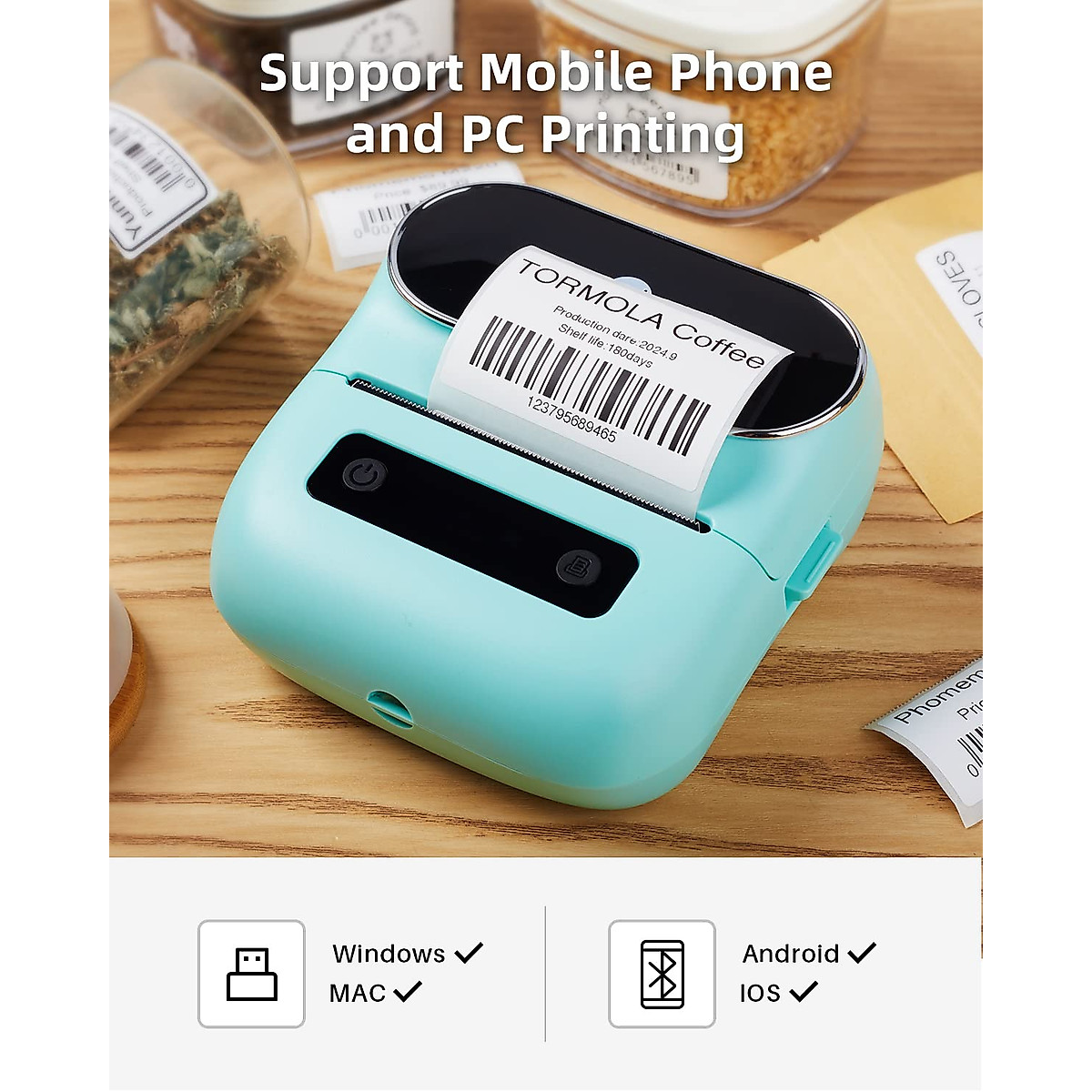 Phomemo M220 Label Maker, New Flagship 3.14 Inch Bluetooth Thermal Label Printer for Barcode, Address, Labeling, Mailing, File Folder Label, Easy to Use, with 3 Rolls Label