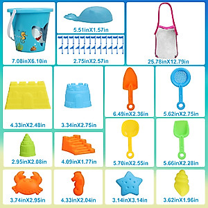 TOY Life Beach Sand Toys for Kids Toddlers - Shark Beach Toys for Kids 3-10, Toddler Sandbox Toy with Sand Bucket, Beach Shovels, Animal Molds Sand Castle Toys, Mesh Bag, Sand Toy for Toddler Boy Girl