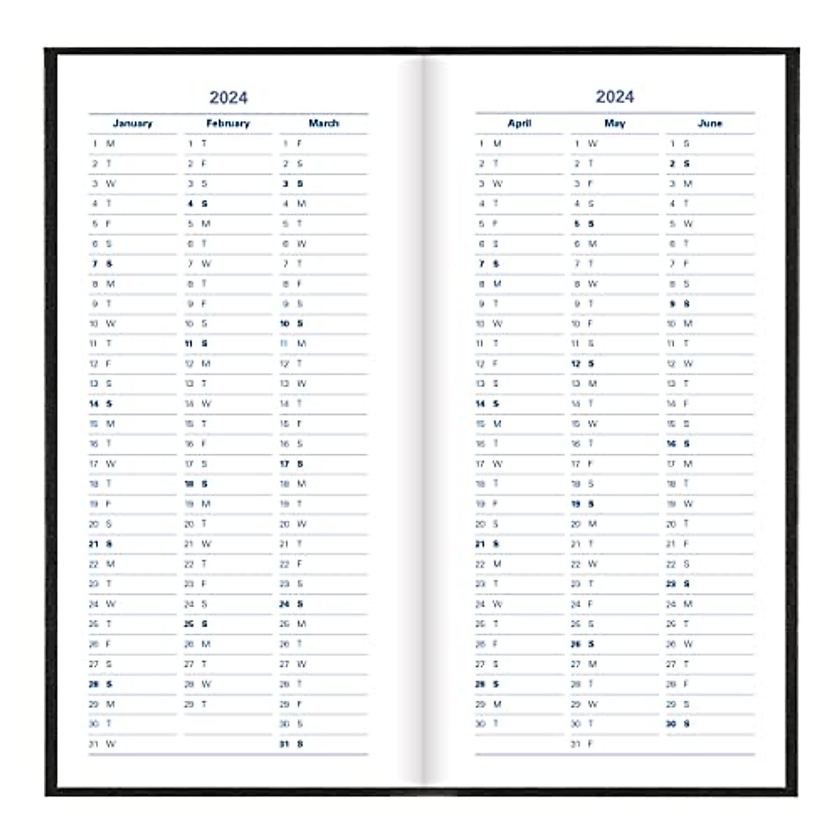Letts of London Principal Weekly Planner, 12 Months, January to December, 2024, Week-to-View, Compact Size, 5.875" x 3.125", Black (C30NUBK-24)
