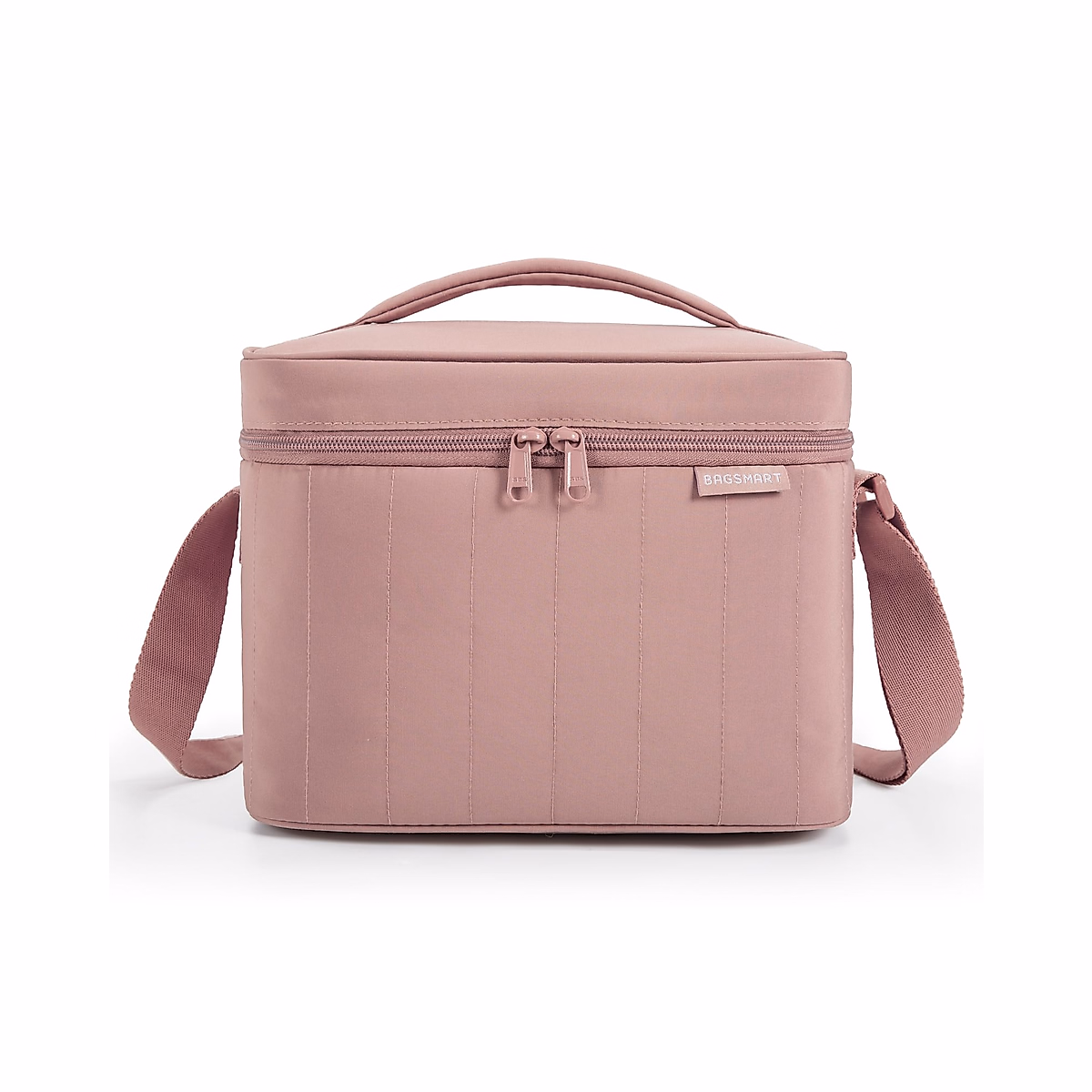 BAGSMART Lunch Box for Women Insulated Lunch Bag Cute Puffer Lunch Tote Bags Lightweight Quilted Reusable Cooler for Work Picnic or Travel (Dusky Pink)
