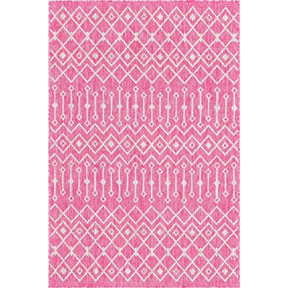 Unique Loom Outdoor Trellis Collection Area Rug - Tribal Trellis (4' 1" x 6' 1" Rectangle, Fuschia/ Gray)