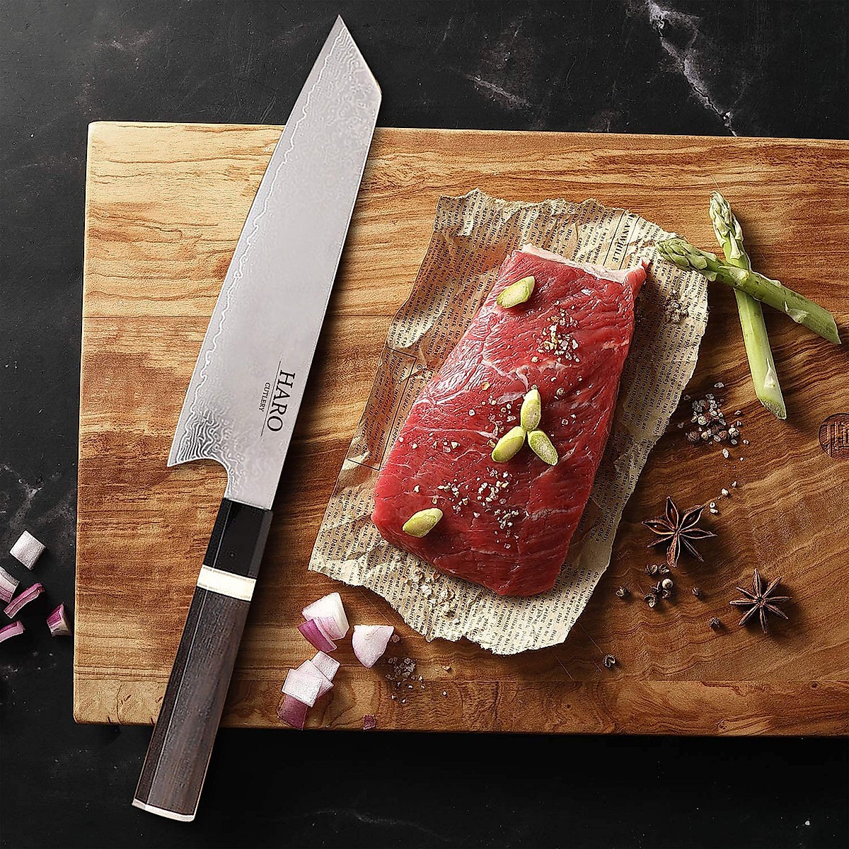 HARO CUTLERY Talon Series 8 Inch Chef Knife | Japanese Knife Kiritsuke Knife | Forged Damascus Knife | Professional VG10 Chef Knife | Japanese Kitchen Knife | Razor Sharp Chefs Knife