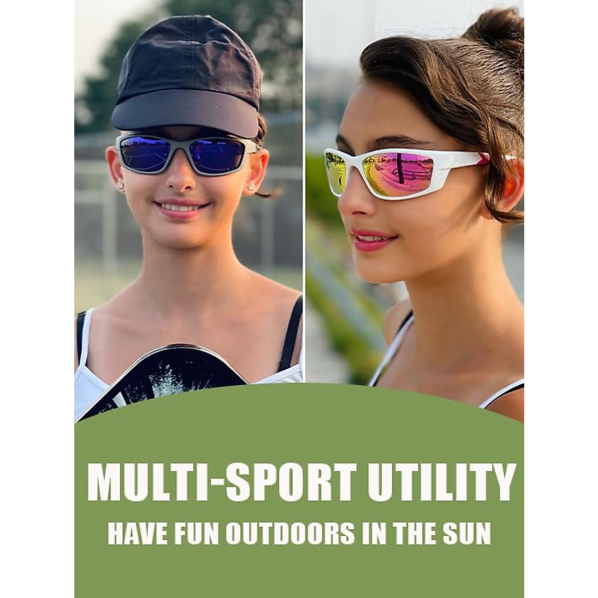 Myiaur Polarized Sports Sunglasses for Women Men UV Protection Mirrored Lens Sturdy Stylish Wrap Around Shades M8140