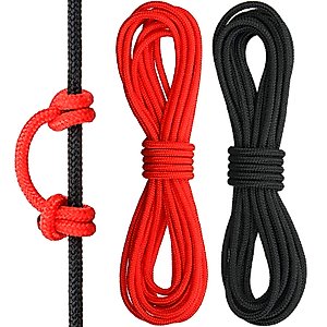 2 Pieces Archery D Loop Rope 10 Feet Archery Bowstring Serving Thread D Loop Rope Release Material Nocking D Loop Rope String (Black and Red)