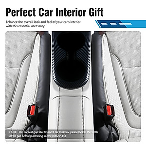 VAWIT Leather Car Seat Gap Filler Universal Fit Organizer for Most Cars Trucks SUVs Stop Things from Dropping, Pack of 2, Black