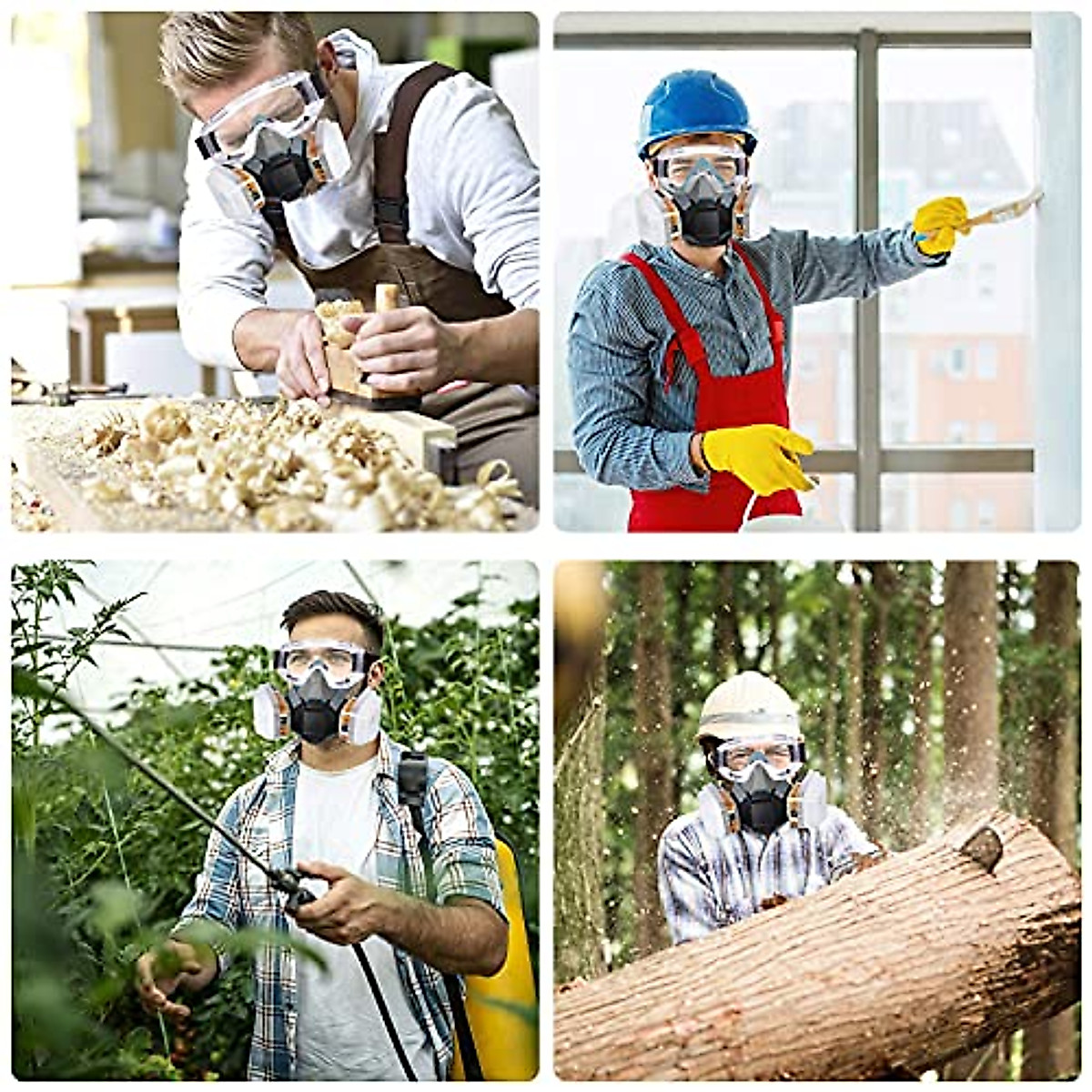TANGS Half-Facepiece Reusable Respirator Cover Set， Professional Organic Steam Respirator Widely Used in Organic Gas, Paint Spray, Chemical, Woodworking