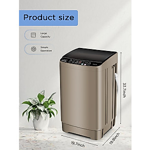 F.W.WOOLWORTHS 17.7 lbs Full-Automatic Washing Machine with LED Display, Laundry Washer with Drain Pump, 10 Wash Programs 8 Water Levels Washer & Spinner for Home, Apartment, Dorms, Gold