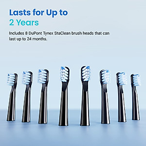 Electric Toothbrush for Adults and Kids, Etekcity Sonic Rechargeable 2 Minutes Smart Timer, 8 Soft High-Density Brush Heads with 5 Modes & Travel Case, Black