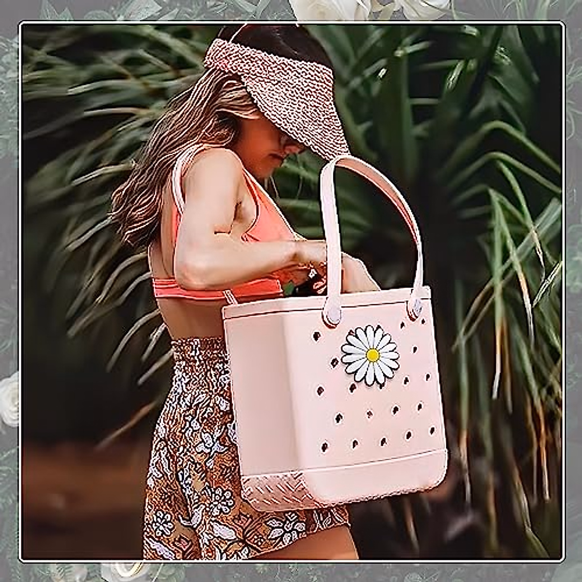 SHIYIXING Flower Charms for Bogg Bag, Bogg Bag Charms Accessories,Decorative Charm for Beach Tote Bag Rubber Beach Bag