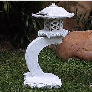 TIAAN 24”Height Japanese Style Lantern Solar Garden lamp Solar Pagoda Light
