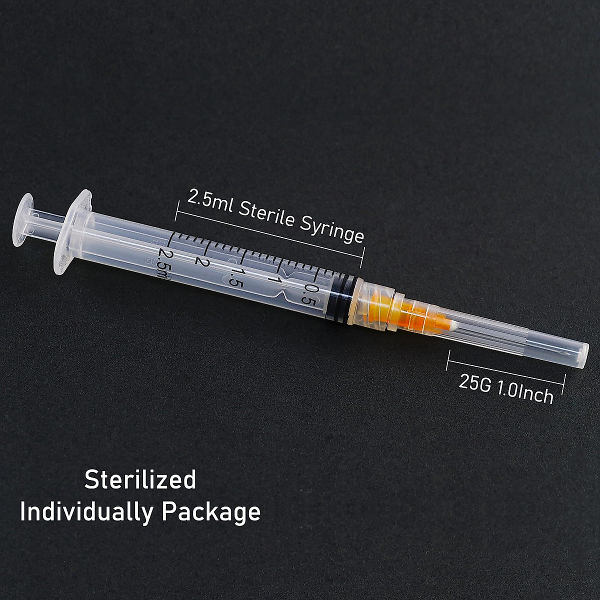 2ml Luer Lock Syringe With 25 Gauge 1 Inch Needle,Disposable Individual Package,Pack of 20