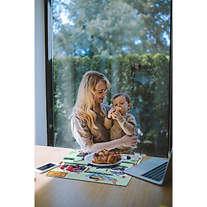 Passionfruit Kids French/English Bilingual Silicone Placemats | Colorful Educational Placemats for Toddlers | Non-Slip, Waterproof, Reusable Placemats for Kids | Vehicle Theme | 2 Pack