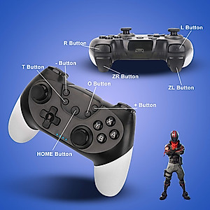 OUBANG Wireless Controllers for Nintendo Switch/Lite/OLED Controller, Switch Pro Controller with Dual Vibration, Upgrade Joystick Switch Gamepad Remote with Wake UP and Turbo Function Black White