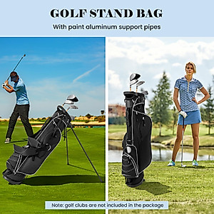 Tangkula Golf Stand Bag, Lightweight Organized Sunday Bag Easy Carry Shoulder Bag with 4 Way Dividers and 4 Pockets, Black