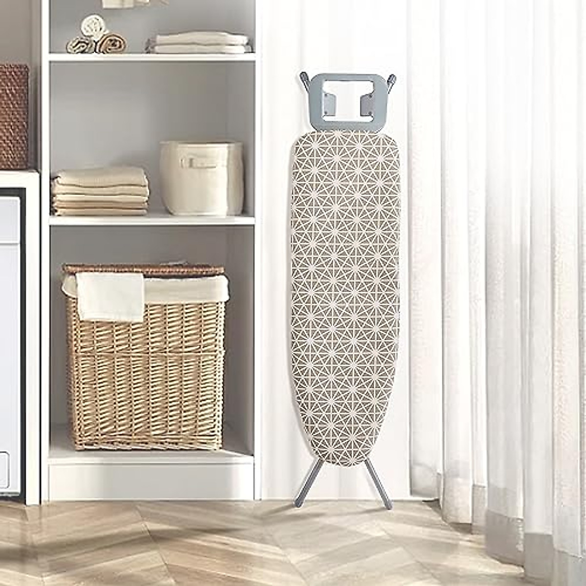 VEVOR Ironing Board with Large 51 x 13 Ironing Surface, Thickened 4 Layers Iron Board with Heat Resistant Cover and 100% Cotton Cover, 7 Adjustable Heights Ironing Board for Home Laundry Room Use