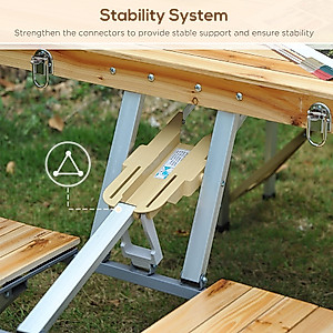 Outsunny Portable Foldable Camping Picnic Table with Seats Chairs and Umbrella Hole, 4-Person Fold Up Travel Picnic Table, Wood