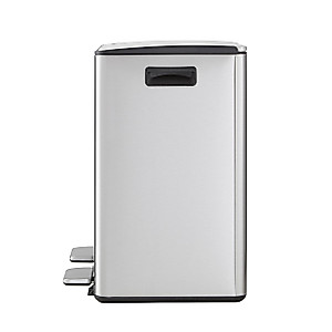 Casa Andrea Milano 10-Gallon Hands-Free Dual Compartment Recycling Kitchen Step Trash Can with Soft-Close Lid, Plastic Inner Buckets