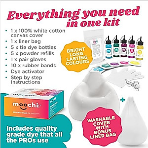 Bean Bag Chair Cover with Tie Dye Kit & Liner Bag - 3FT Bean Bag Chair Cover - Bean Bag Covers Only - Bean Bag Storage - Empty Bean Bag - Bean Bag Chair No Filler - Washable