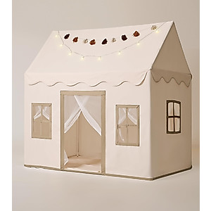 Large Kids Tent with mat, Star Lights, Tissue Garland, Play Tent Indoor & Outdoor, Kids Play Tent for Girl & Boy Aged 3+, Kids Tent for Toddler, 52" x35" x 52" Play House with Windows, Washable