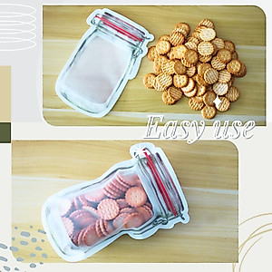 laffeya 30pcs Mason Jar Bags, Portable Christmas Cookies Nut Candies Saver Storage Bags, Reusable Snack Storage Bags, Candy Zipper Sealed Bags