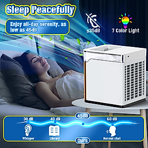 Ittoir Portable Air Conditioners, Cooling Fan Air Conditioner, Mini Air Conditioner with 3 Wind Speed & 2 Mist Level, Evaporative Air Cooler, Air Conditioner Portable for Bedroom Office Home, Gold
