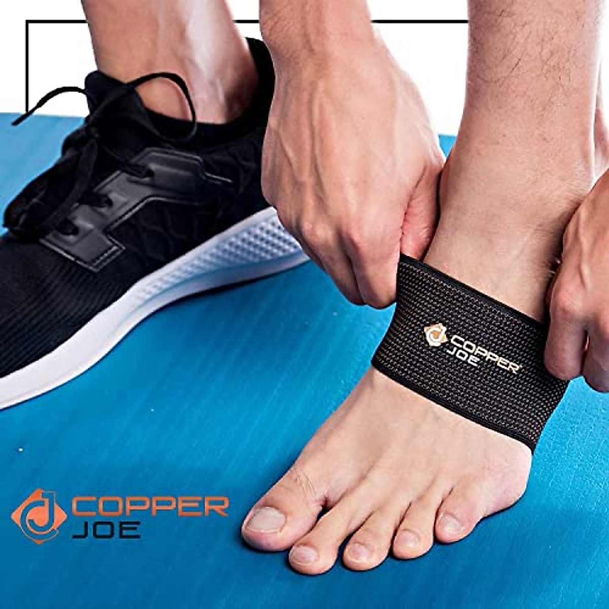 Copper Joe 4 Pack Foot Arch Support Compression Sleeves - Plantar Fasciitis Relief, Foot Support for Pain and Plantar Fasciitis Brace - Copper Arch Support and Plantar Fasciitis Foot Support