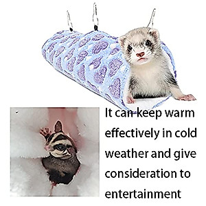 QIPINPU Ferret Hammock for Small Animals, Hanging Tunnel Tube Rat Toy (Purple-Star)