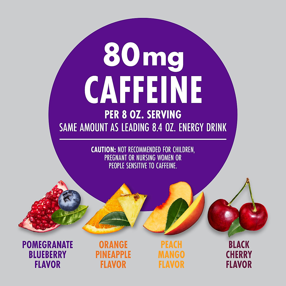 V8 +Energy Peach Mango, Orange Pineapple, Black Cherry and Pomegranate Blueberry Juice Energy Drinks, 8 fl oz Can (24 Pack)