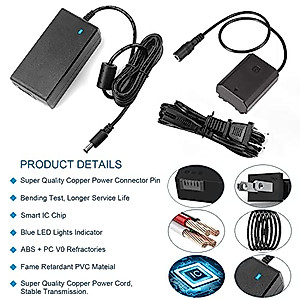 F1TP NP-FZ100 AC Power Adapter Dummy Battery Kit for Sony Alpha A6600, A7C, A7 III, A7S III, A7R III, A7R IV,A1, FX3, FX30, A9II, A9R, A9S Cameras