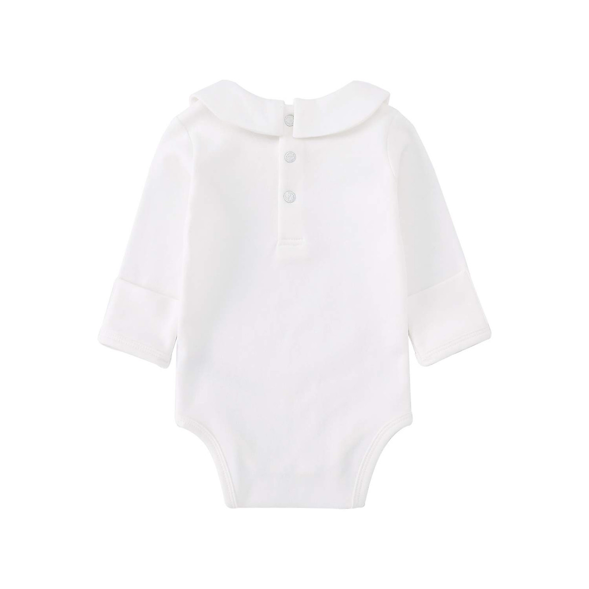 pureborn Baby Boy Girl Long Sleeve Cotton Bodysuit Peter Pan Collar Spring Fall Solid White 12-18 Months