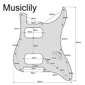 Musiclily Pro 11 Holes Round Corner HH Strat Pickguard 2 Humbuckers for American/Mexican Fender Standard Stratocaster Electric Guitar, 3Ply Black