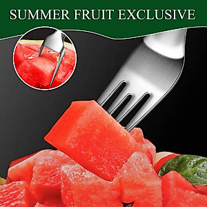 2Pcs Watermelon Cutter Slicer Tool, 2 in 1 Watermelon Cutter, Stainless Steel Watermelon Slicer, Portable Watermelon Fork, Fruit Watermelon Slicer Cutter for Kitchen Party Camping