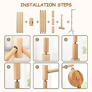Floor Standing Mobile Arm for Crib with Music Box, Crib Mobile Motor - Volume Control, 9 Lullabies, 57.8 Inch Baby Crib Mobile Arm - 100% Beech Wood, Anti-Dumping - Baby Mobile Stand for DIY Mobile